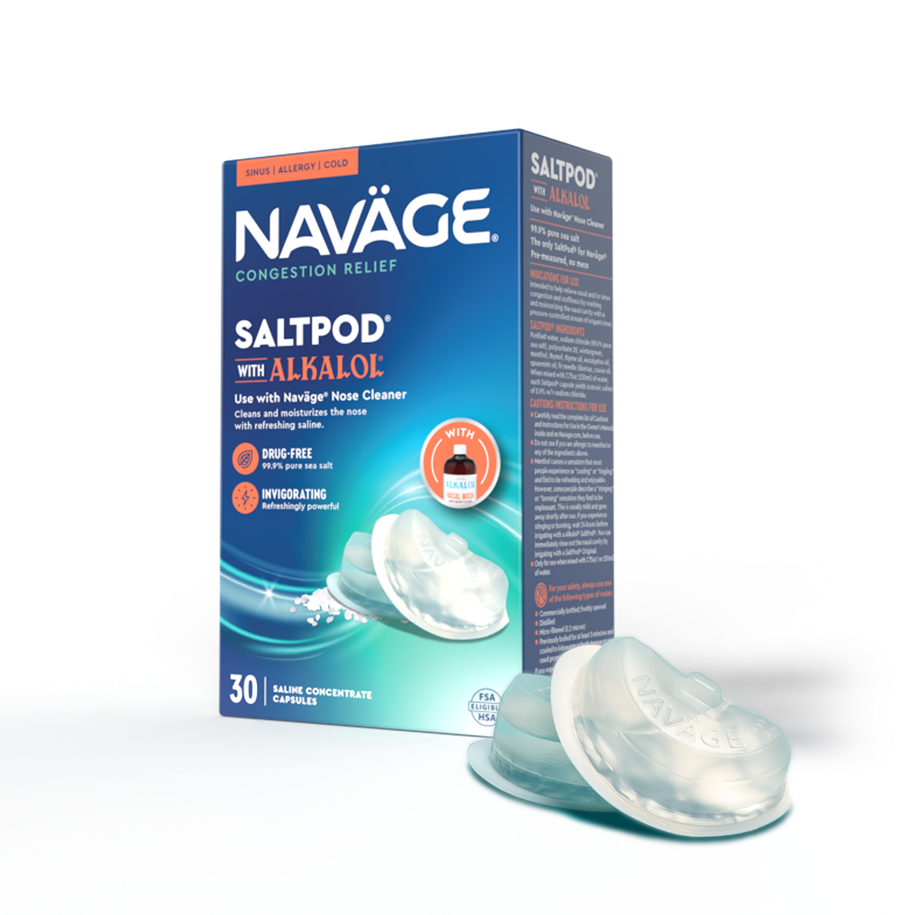 Navage Alkalol SaltPods 30-Pack | Mucus Solvent Rinse